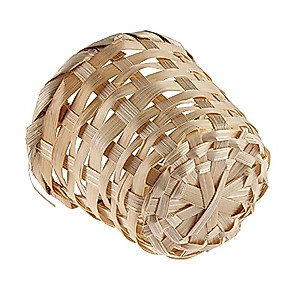 YAIKOAI 4 Pieces Small Hand-Woven Wicker Storage Baskets Desktop Bamboo Weaving Decorative Basket Wood Organizers Container for Storing Books Album Cosmetics Bouquet Keys, Small