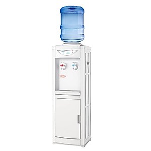 Top Loading Water Cooler Dispenser, 5 Gallon Bottles Hot & Cold Water Cooler Dispenser, Child Safety Lock Water Cooler for Indoor Home Office Use with Storage Cabinet, White
