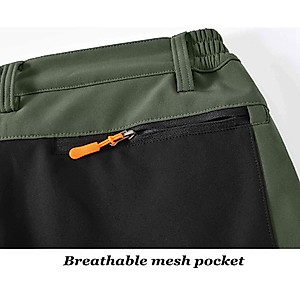 Rdruko Men's Snow Ski Pants Waterproof Insulated Winter Outdoor Hiking Fleece Pants with Belt(Army Green, US M)