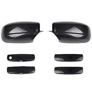 sportuli Carbon Fiber Side Mirror Caps + Door Handle Covers Replace for 2011-2021 2022 2023 2024 Dodge Charger