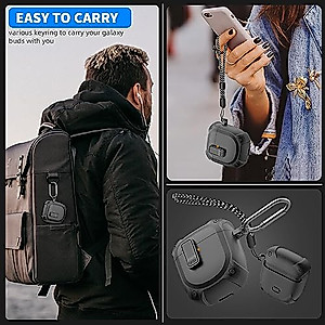 Secure Lock Bose QuietComfort Earbuds II Case(2022),WOFRO Full-Body Shockproof Protective Bose Earbuds 2 Case Cover Hard for Bose QC II Accessories with Carabiner&Lanyard (Black)