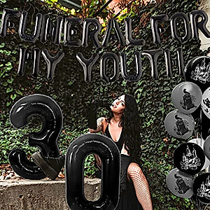 JeVenis Funeral for My Youth 30th Birthday Decoration Rip to My 20s Balloons Rip Twenties Balloons Gothic Birthday Decoration 30 Birthday Gift Death to My 20s Banner