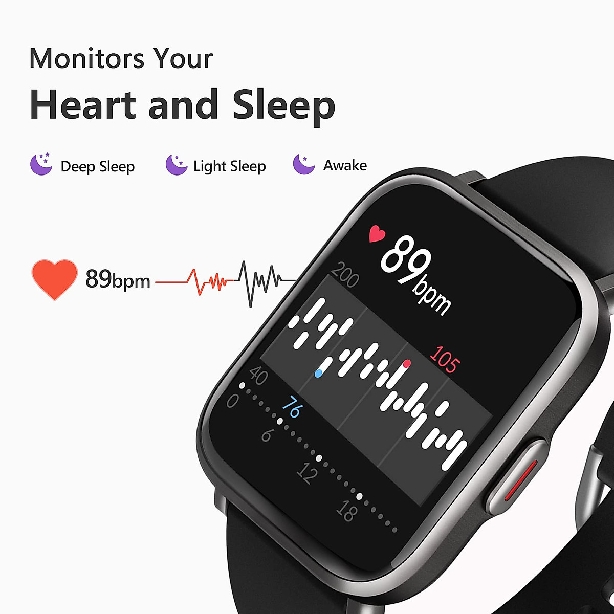 KALINCO Fitness Tracker with Heart Rate Monitor, Activity Tracker with Pedometer, Sleep Tracking, Calorie & Step Counter Watch, Call & Message Alert for Men Women