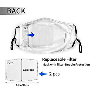 Valentines Cloth Face Mask With Filter Pocket Romantic Heart Shapes Doodle Love Theme Anniversary,Washable Face Bandanas Balaclava Dust-Proof Reusable Fabric Mask With 2 Pcs Filters,Ruby Black White