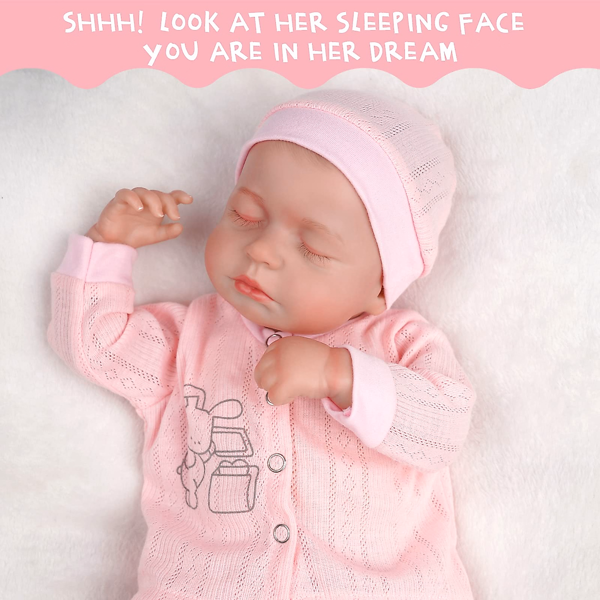 JIZHI Lifelike Reborn Baby Dolls - 18 Inch-Soft Body Realistic-Newborn Baby Dolls American Sleeping Girl Real Life Dolls with Clothes and Toy Accessories Gift for Kids Age 3+