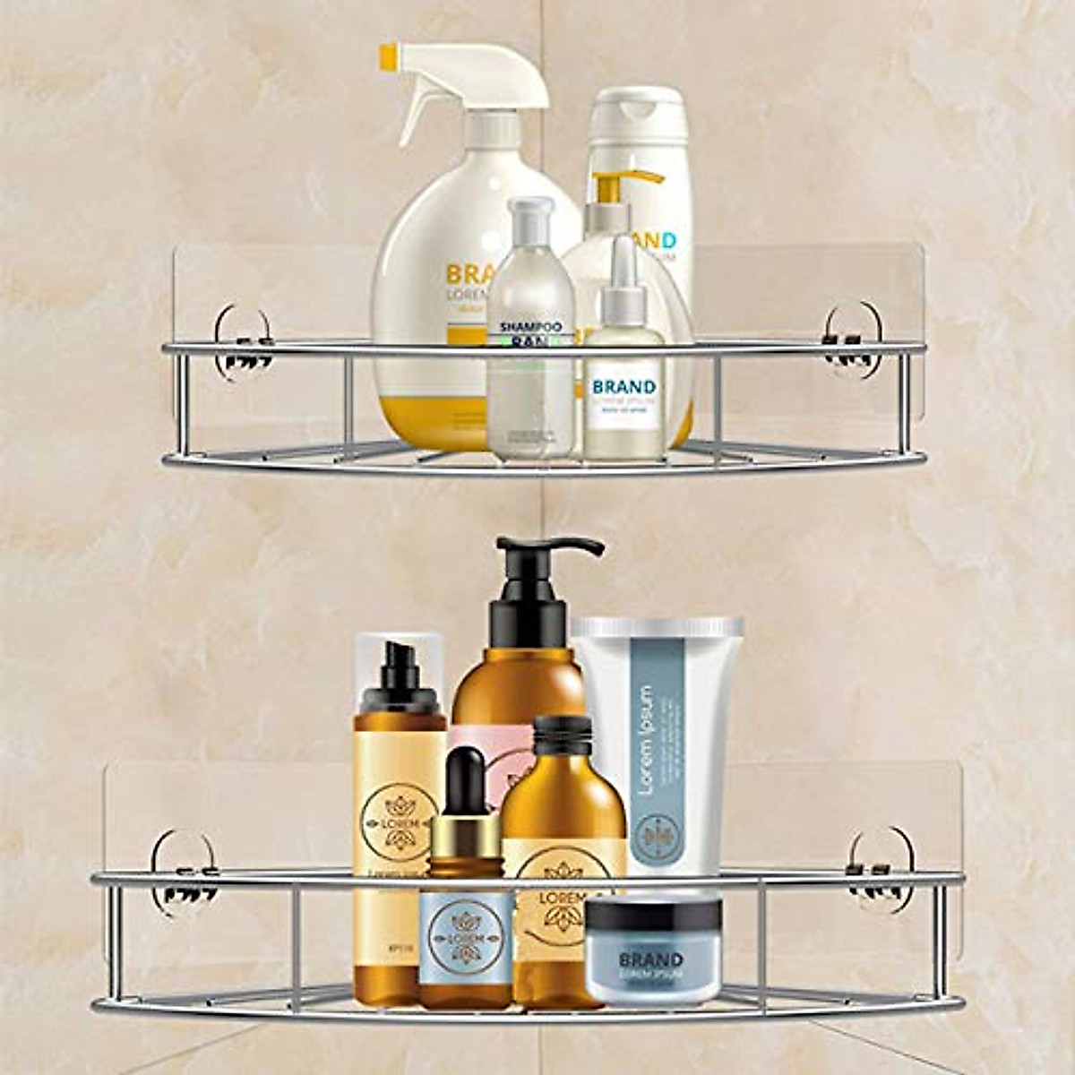 CBTONE 2 Tiers Bathroom Corner Shelf Adhesive Triangle Wall Corner Shower Shelf Stainless Steel Shower Caddy No Drilling