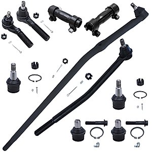 Detroit Axle - Front 10pc Suspension Kit for Ford E-250 Econoline E-350 Club Wagon Super Duty [For Vehicles with Single Rear Wheels], 4 Ball Joints 2 Adjustment Sleeves 4 Tie Rods Replacement