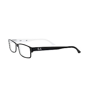 Ray-Ban RX5114 Rectangular Prescription Eyeglass Frames, Black On White/Demo Lens, 52 mm