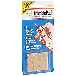 Colonial Needle Co Leather Thimble Pad 1 Sheet of 12 Pads