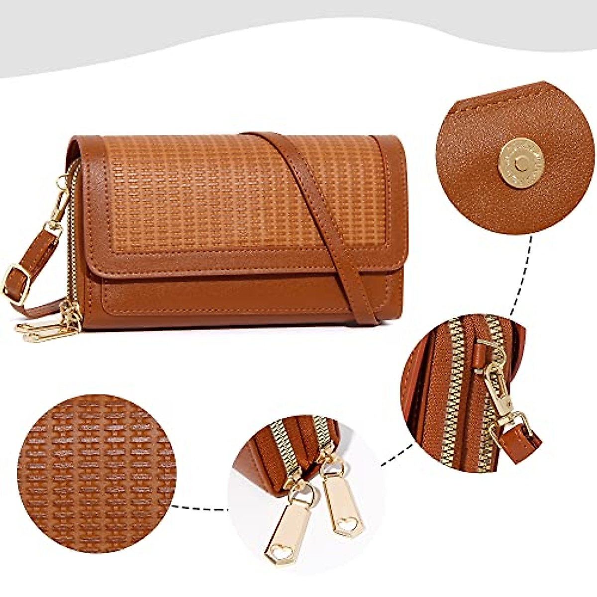 Badiya Small Crossbody Bags for Women Cell Phone Purse Wallet Shoulder Handbag with Credit Card Slots