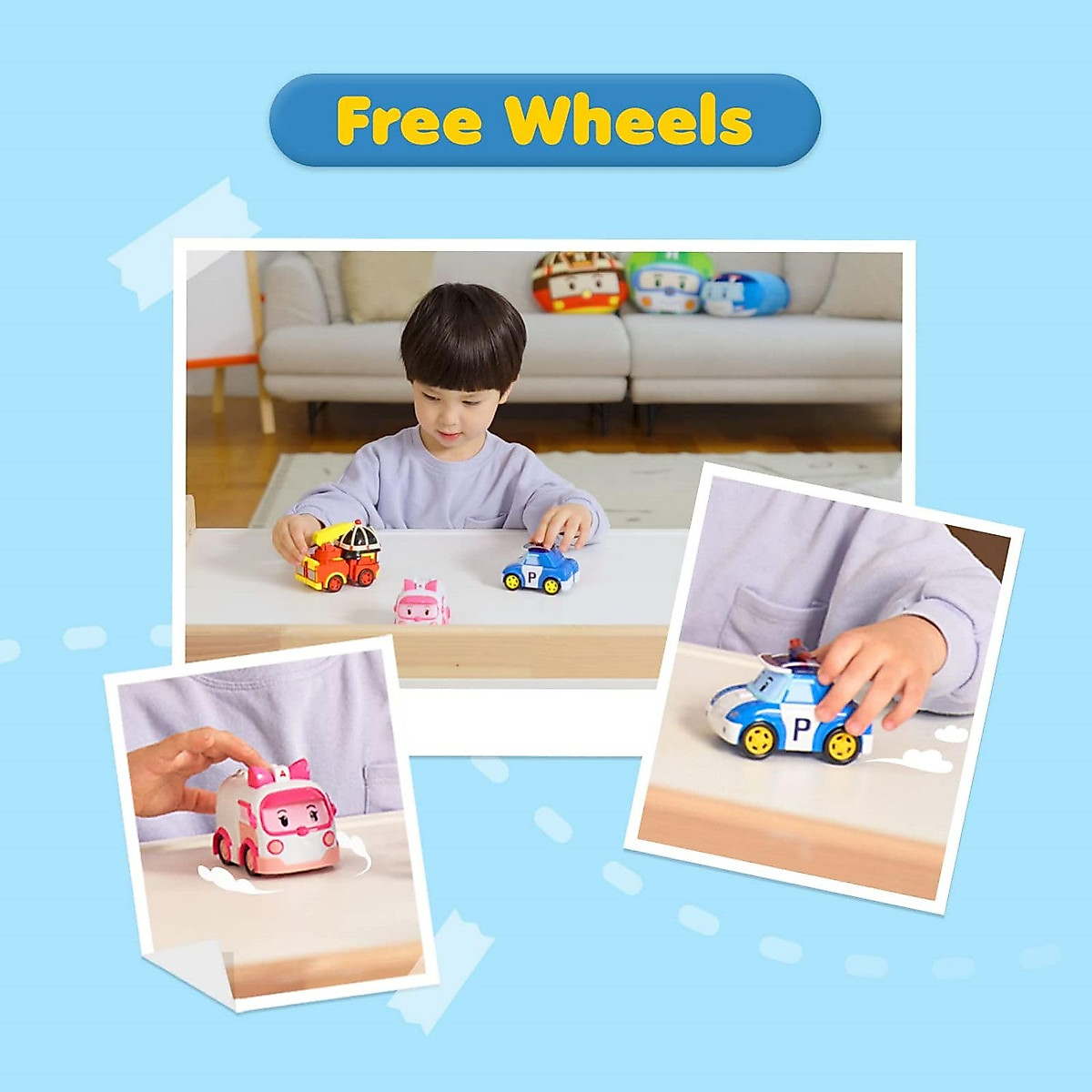 Robocar Poli 4 Pack Poli + Amber + Roy + Helly Transforming Robot Toys, 4" Transformable Action Figure Toy, Emergency Vehicle Playset, Holiday Birthday Rescue Car Toys Gift for Boys Girls Age 1-5