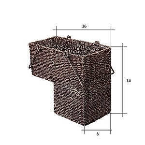 Villacera 14-Inch Wicker Stair Case Basket with Handles | Handmade Woven Seagrass in Brown, (83-DEC7019)