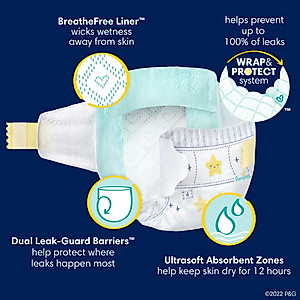 Pampers Overnight Diapers - Swaddlers Overnights - Size 5, 88 Count, Disposable Baby Diaper, Night Time Leak and Skin Protection