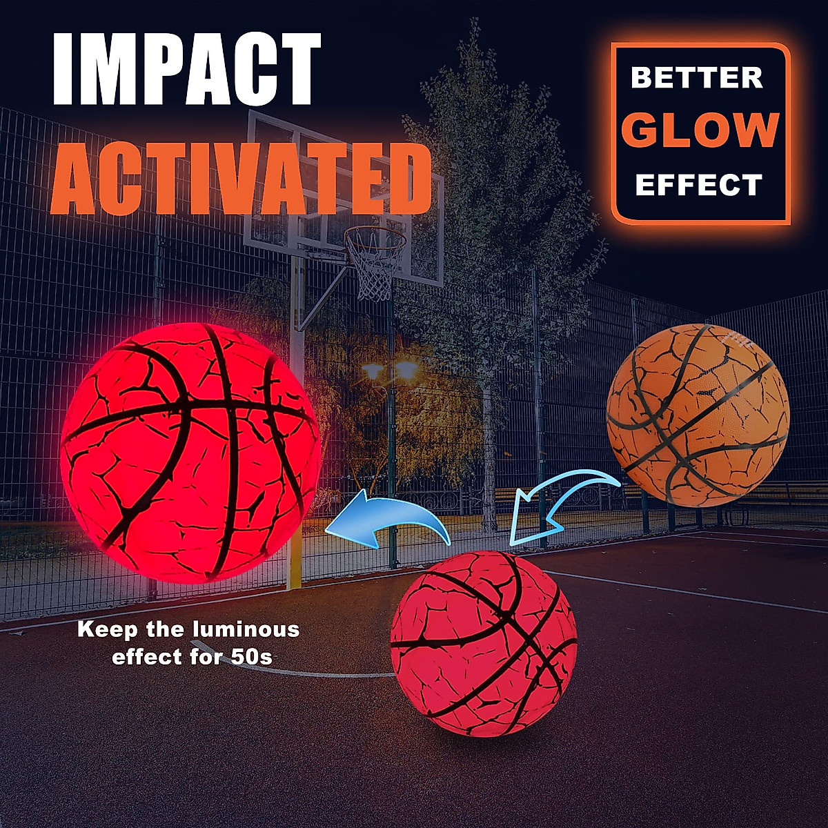 RUNIGHT Light Up Basketball - Extra Pump and Net - Official Size 5 - Great Glow in The Dark with 2 LED Lights and Pre Batteries- Youth Balls Gift for Kids,Teen Boys and Girls for Night Game