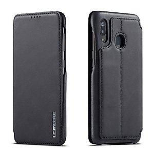 QLTYPRI Samsung Galaxy A40 Case, Vintage Slim Magnetic Closure PU Leather Case with Stand Function & Credit Card Slot Holder Shockproof Flip Wallet Case Cover for Samsung Galaxy A40 - Black