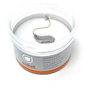 Audinell Hearing Aid Dryer Cup + Desiccant | Drying Dehumidifier Kit | Safely Removes Sweat & Moisture from Airpods, Earbuds, Earpods, in-Ear Headphones, Earphones, Earplugs | Storage Case Accessory