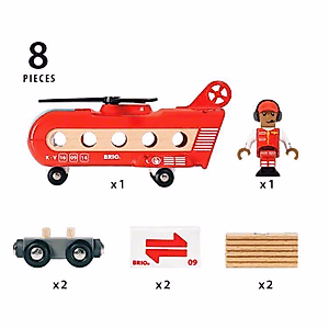 BRIO World 33886 - Cargo Helicopter - Premium Wooden Train Toy | Safe and Durable | Compatible with All Sets | Fun for Toddlers and Kids | Includes Figure and Accessories