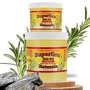 SuperGro Extra Hold Loc & Twist Gel for Natural Hair Styling – Ideal for Braiding, Retwisting Locs, and Edge Control – With Shea Butter, Biotin & Black Castor Oil – 8 oz