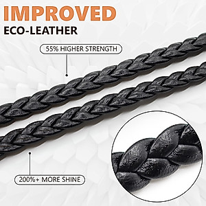 Eye Glass String Strap Holder - Premium ECO Leather Glass Strap - Eye Glass Chain Holder to Wear - Eyeglass Chain for Man Women - Eyeglass Strap Lanyard - 2 Cords (Black)