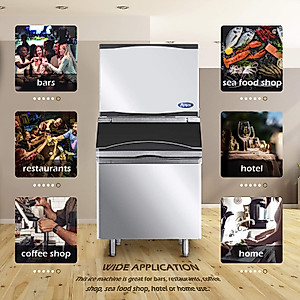 Commercial Ice Maker Machine with Bin, Atosa Stainless Steel Automatic Supermarkets Restaurant, 460lbs/24h