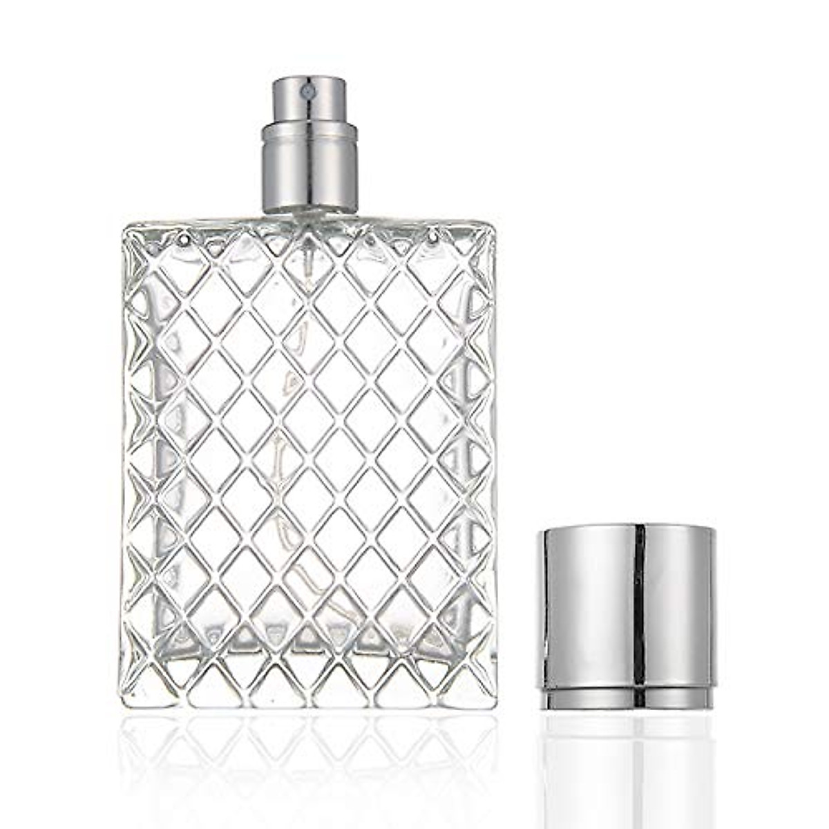 ConStore 2pcs 100ml Square Grids Carved Perfume Bottles Clear Glass spray bottle Empty Refillable fine mist Atomizer Portable Travel Cologne Atomizers Fragrance Containers Sprayer for Party Home