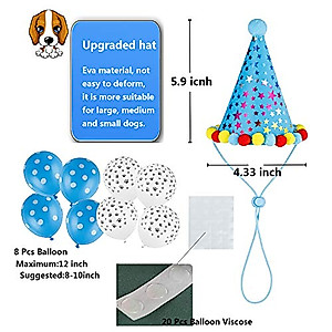 TCBOYING Dog Birthday Bandana, Dog Birthday Boy Hat Scarfs Flag Balloon with Cute Doggie Birthday Party Supplies Decorations(11-Piece Set) (Blue)