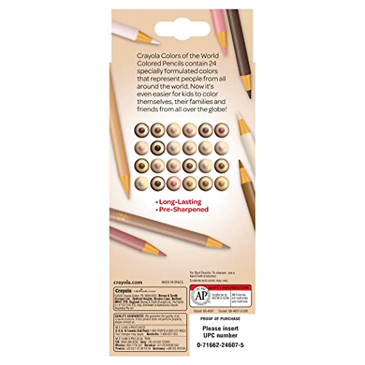 Crayola Colored Pencils 24 Count, Colors of the World, Skin Tone Colored Pencils