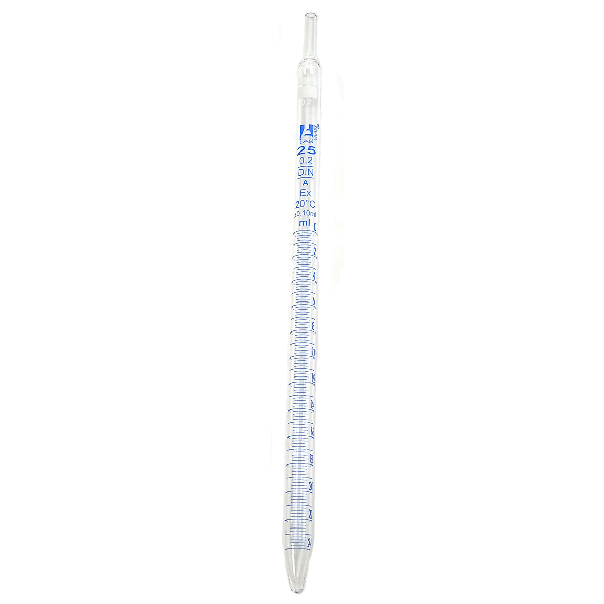 EISCO Seological Pipette & Pump, 25ml - Class A, Tolerance ±0.100 - White Graduation - Includes One-Hand Pump for Easy Pipette Flushing - Borosilicate Glass