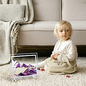 Muyan Moving Sand Art Picture Sandscapes in Motion Dynamic Sand Picture Glass 3D Deep Sea Display with Stand Decor Desktop Home Office Creative Gift (Purple, 7inch)