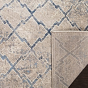 SAFAVIEH Brentwood Collection 12' x 18' Light Grey/Blue BNT809G Trellis Distressed Non-Shedding Living Room Bedroom Dining Home Office Area Rug