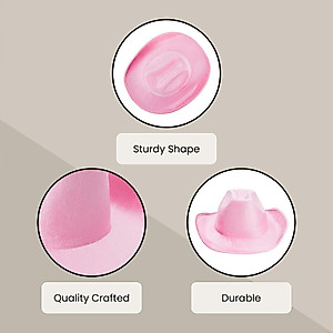 Zodaca 4-Pack Pink Felt Cowboy Hats - Bulk Pack of Cowboy Hats for Women, Girls, Men, Birthday, Party, Bachelorette (Adult Size)