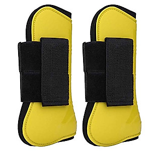 ViaGasaFamido 1 Pair Horse Support Boots, Open Front Jumping Tendon Horses Boots for Jumping Trail Riding and Turnout (Yellow)