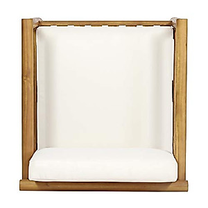 Christopher Knight Home Abigail Outdoor Acacia Wood Club Chair (Set of 2), Teak Finish, Cream