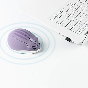 elec Space 2.4G Wireless Mouse, Cute Animal Hamster Shape Silent Mouse, Portable Mobile Optical Mouse with USB Receiver, 3 Buttons Cordless Mouse for PC Mac Laptop Notebook Computer(Purple)