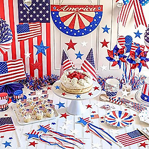 Winnwing Independence Day Patriotic American Flag with Glitter Star Table Scatter Confetti Decor for 4th of July National Memorial Presidents Birthday Party Blue,white,red