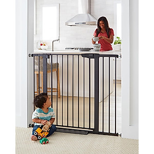 Cumbor 36" Extra Tall Baby Gate for Dogs and Kids with Wide 2-Way Door, 29.7"- 46" Width, and Auto Close Personal Safety for Babies and Pets, Fits Doorways, Stairs, and Entryways, Black