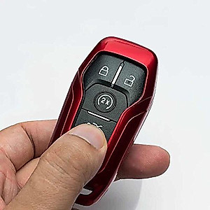 iJDMTOY Glossy Metallic Red Exact Fit Key Fob Shell Cover Compatible with Ford or Lincoln 4/5-Button Intelligent Access Key