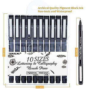 Calligraphy Pens, Hand Lettering Pen, 10 Size Caligraphy Brush Pens for Beginner, Writing, Sketching, Drawing, Illustration, Scrapbooking, journaling