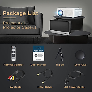 Native 1080P WiFi Bluetooth Projector Built in DVD Player, MINLOVE Full HD Portable Projector, Mini Video Movie Projector for Outdoor, Zoom & Sleep Timer Support, Compatible with TV/HDMI/VGA/AV/USB/TF