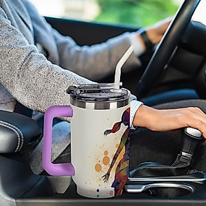 QWJKM Basketball Pattern Travel Tumbler 40 Oz Leak-Proof Large Capacity With Lid Straw Coffee Mug Car Cup Stainless Steel Water Bottle Insulated Bottles