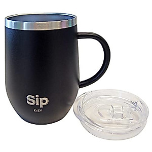 PURPLE Double Walled 18/8 StainlessSteel Insulated Cup, Handle & Lid 12oz- Keeps your Drinks Hot up to 6 hours Cold up to 24hour - Coffee, Tea, Beer, Water, Wine - Arrives Boxed for easy Gifting!