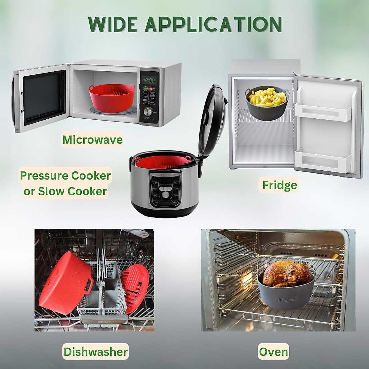 Reusable Silicone Air Fryer Basket – Sturdy Air Fryer Accessory, BPA-Free Silicone Basket Liner (Grey, 7.5")