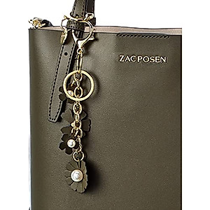 Zac Posen Small Floral Garden Leather Tote Crossbody, Green