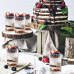 Okllen 100 Pack Mini Dessert Cups with Spoons, 3 Oz Round Shot Cups Plastic Dessert Shooters, Appetizer Parfait Cups Shot Glasses for Chocolate Desserts, Ice Cream, Puddings, Tasting Party