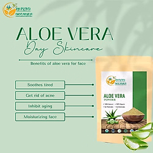 Herbs Botanica Aloe Vera Powder Organic for Hair Growth, Skincare, Haircare Organic, Moisturizing, and Soothing Aloe Barbadensis Vegan NO GMO 5.3oz /150g