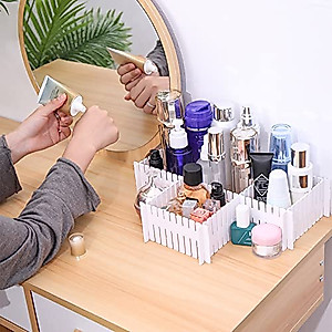 plplaaoo Adjustable Drawer Organizer, 4PCS Drawer Divider, Plastic Drawer Storage Partition, Home Adjustable Clapboard for Socks, Underwear, Makeup, Can Help Tidy Kitchen, Bedroom (37 * 7cm-White)