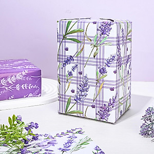AnyDesign 12 Sheet Floral Wrapping Paper Purple Lavender Butterfly Gift Wrap Paper Folded Flat Floral Art Paper for Wedding Birthday Baby Shower Party Gift Packing DIY Craft, 19.7 x 27.6 Inch