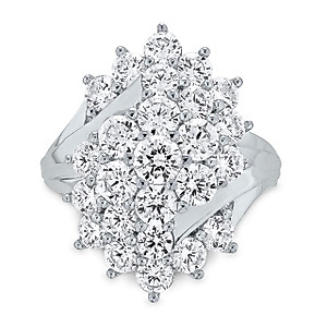 Lexi and Rose .925 Sterling Silver Cubic Zirconia Multi-Shank Cluster Cocktail Ring - Size 9