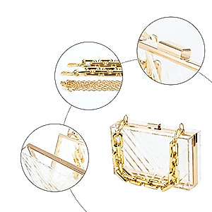 GripIt Acrylic Box Purse Clear Purses Crossbody for Women Evening Bag Transparent V Pattern Clear Handbag Bride Clutch Purse