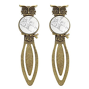 NUOBESTY Metal Bookmark Pendant Tray: 2Pcs Antique Bookmark with Owl Design Paperclip for Kids Students Office Scrapbooks Notebook Gift White